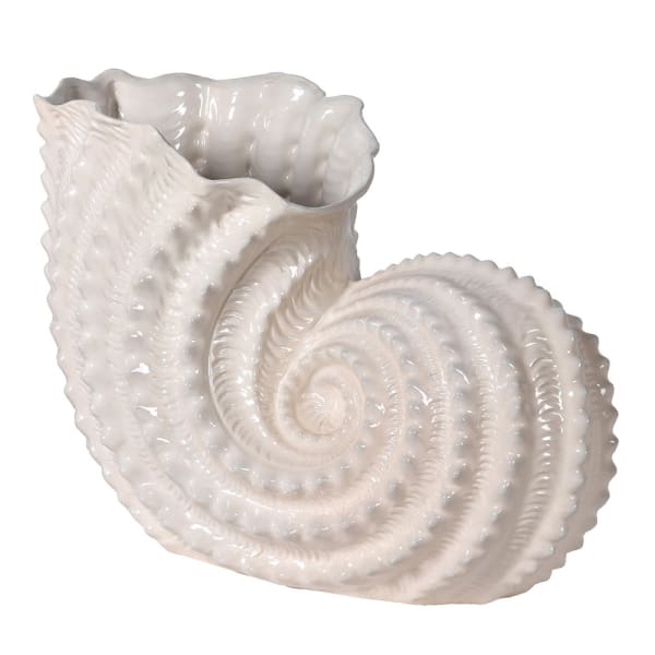 Duża ceramiczna muszla 60x45 cm - biała muszla wazon